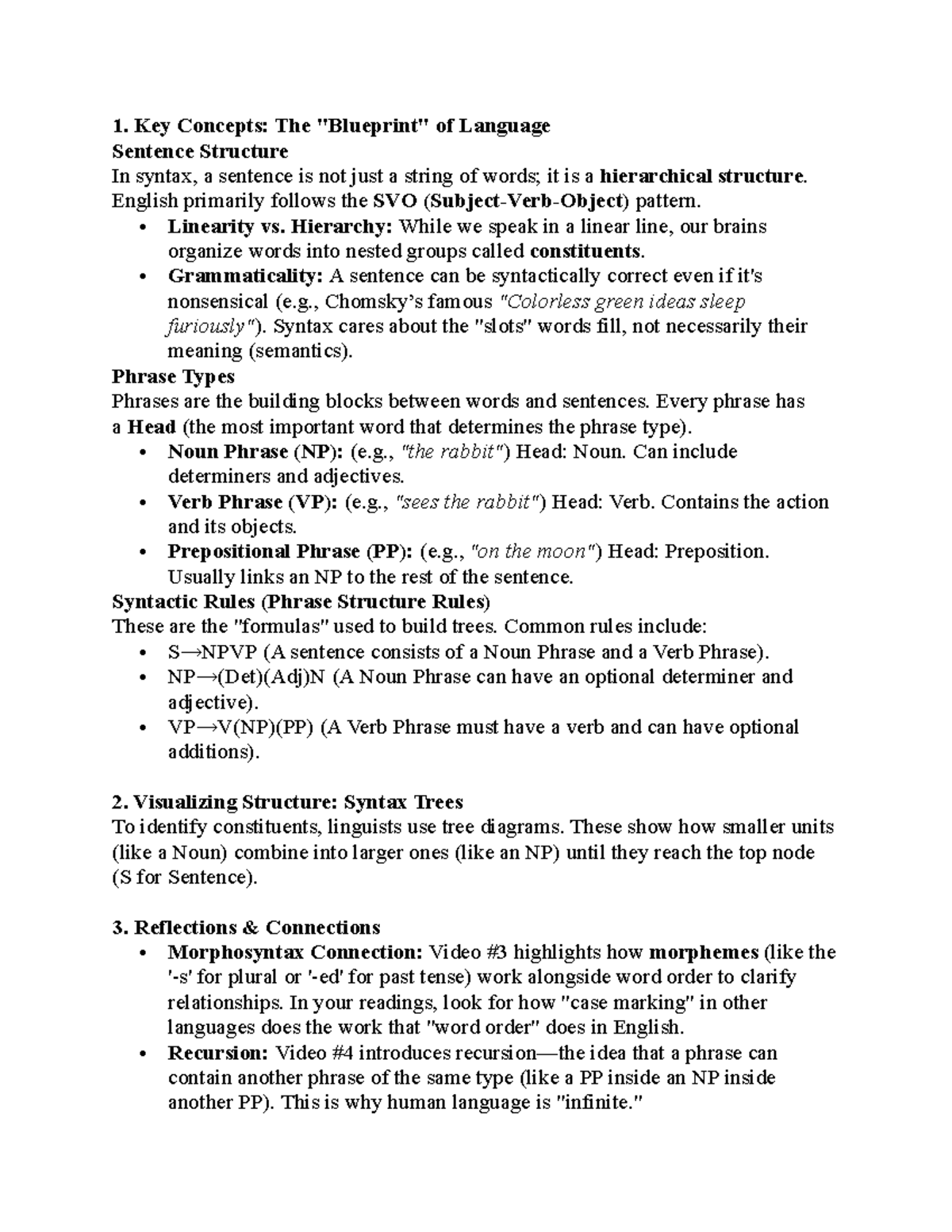Key Concepts in Syntax: Sentence Structure & Phrase Types (ENG 101 ...