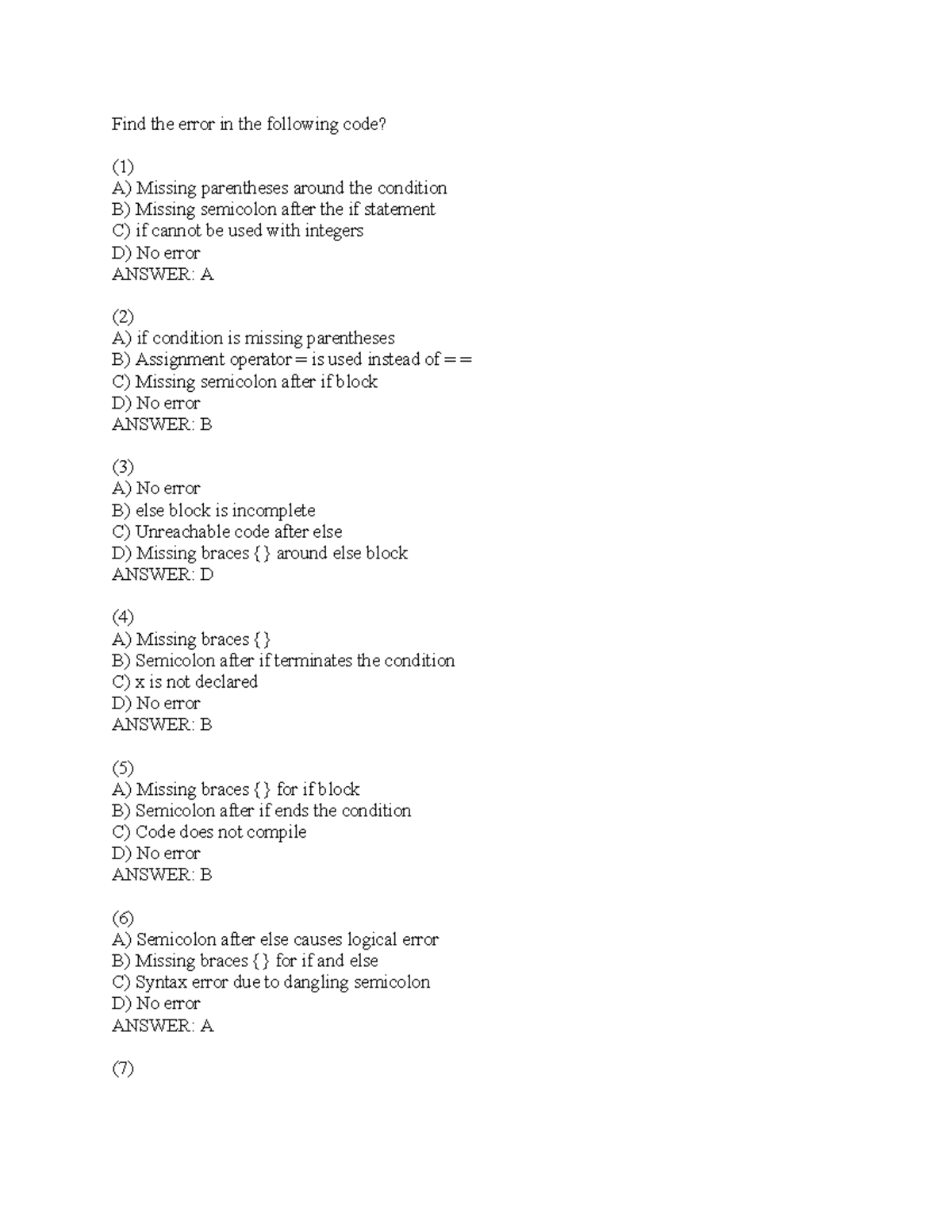 CS101: Find the Errors in the Code - Quiz Answers - Studocu
