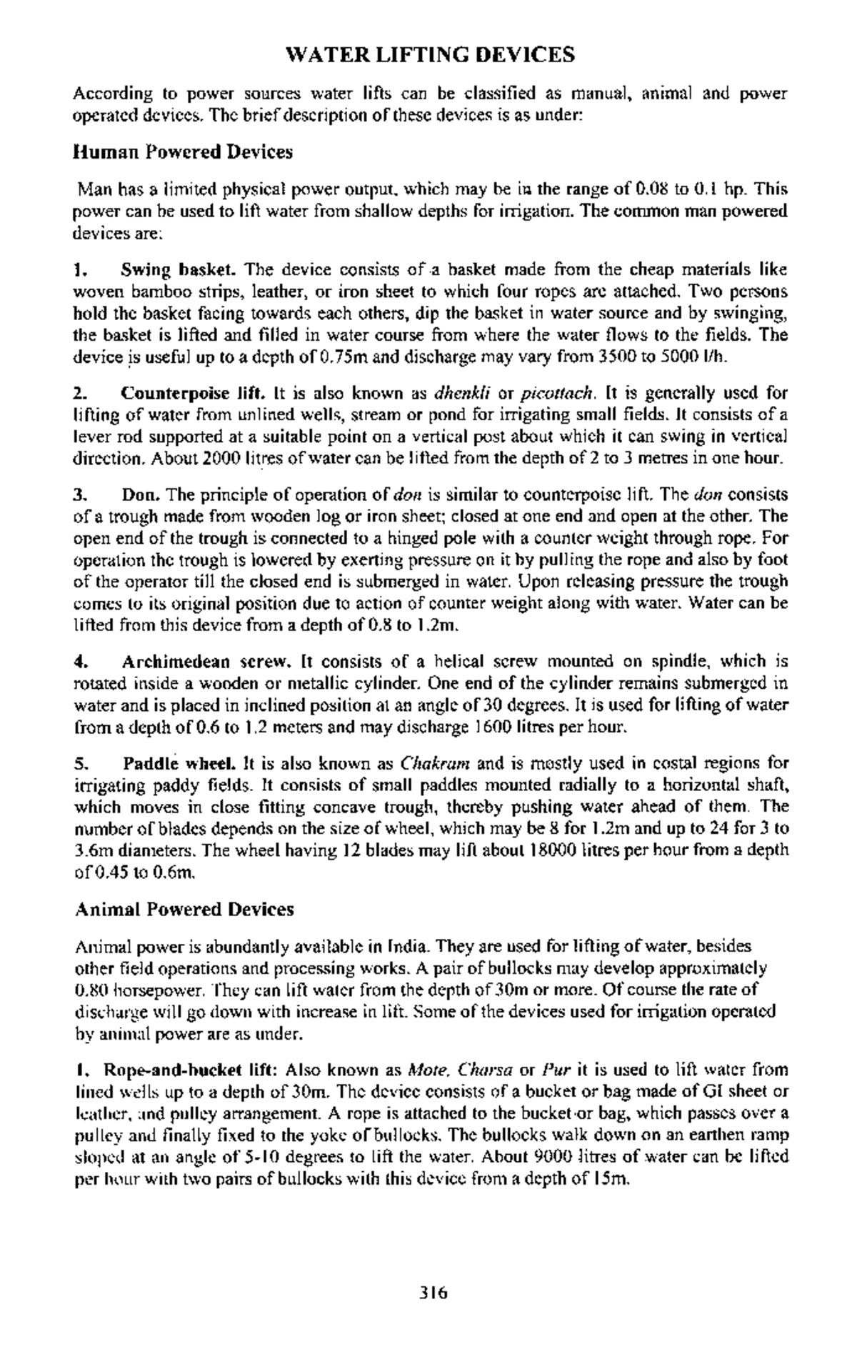 Water Lifting Devices: Types, Features, and Applications - Studocu