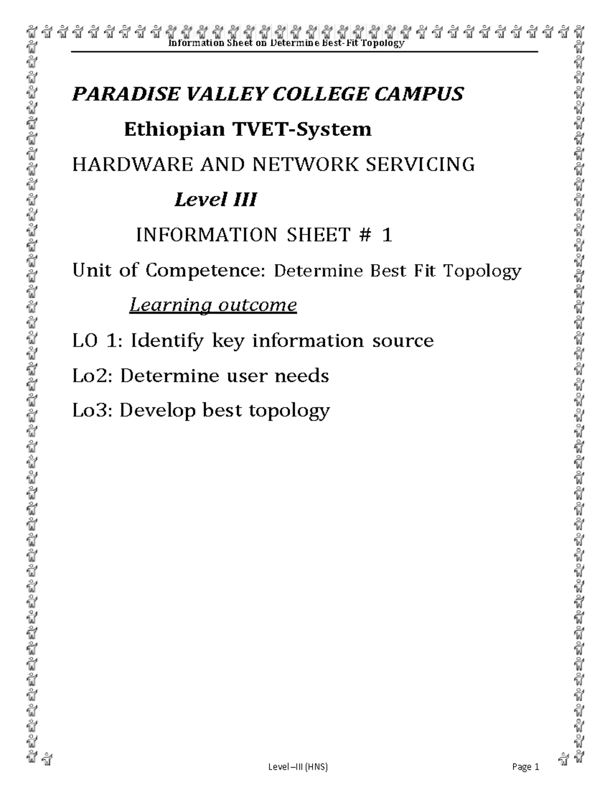 Determine Best Fit Topology - HNS Level III Information Sheet - Studocu