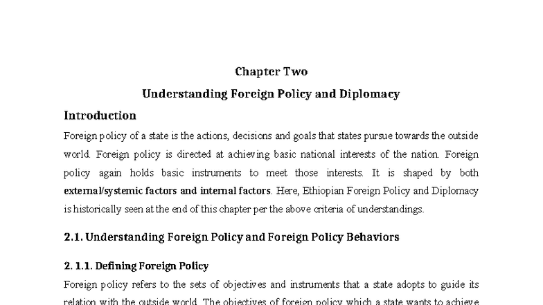 Chapter 2: Understanding Foreign Policy & Diplomacy in Global Affairs ...