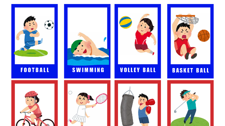 Sport Vocabulary Flashcard in Blue Red Illustrated Style - Marketing ...