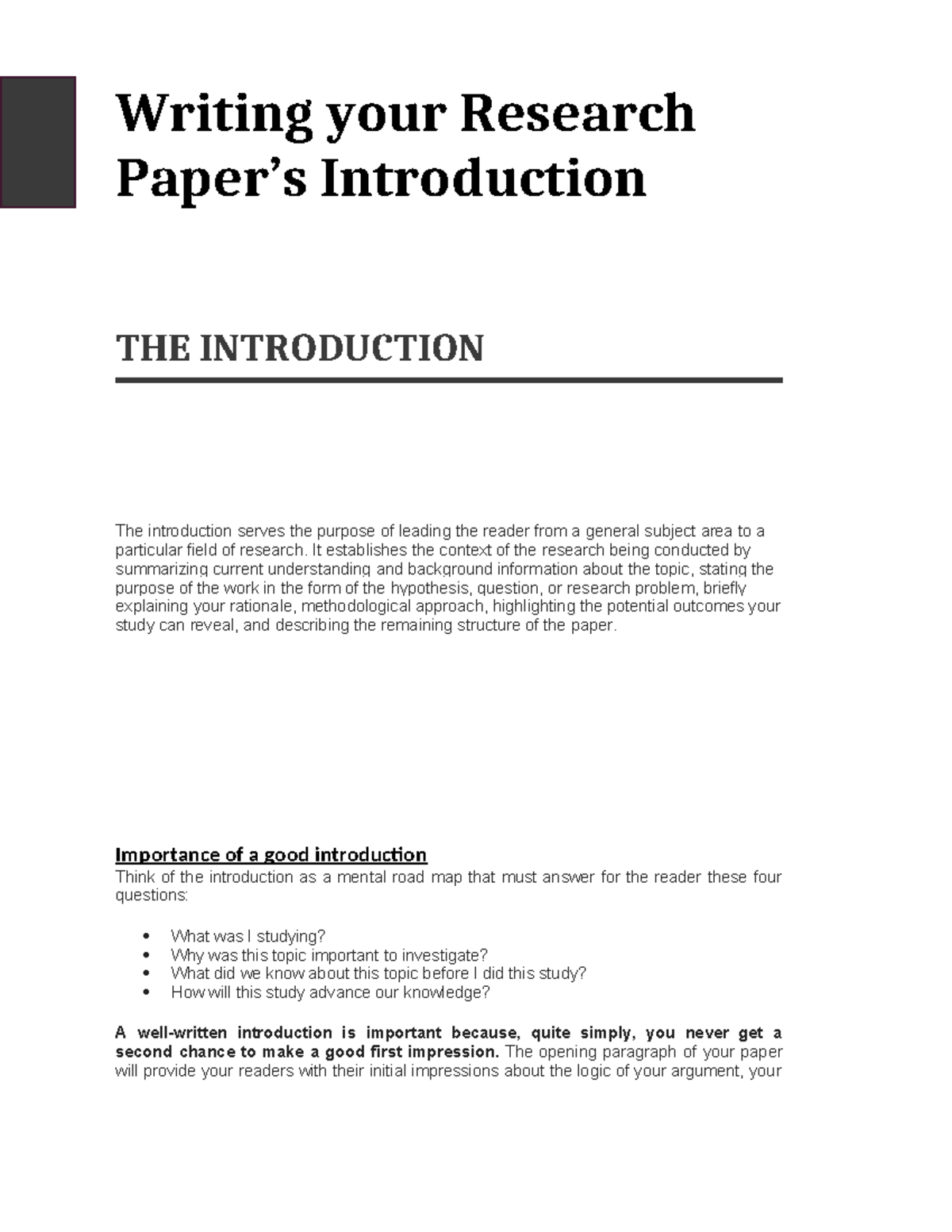 Writing a Research Introduction: Key Strategies and Structure - Studocu