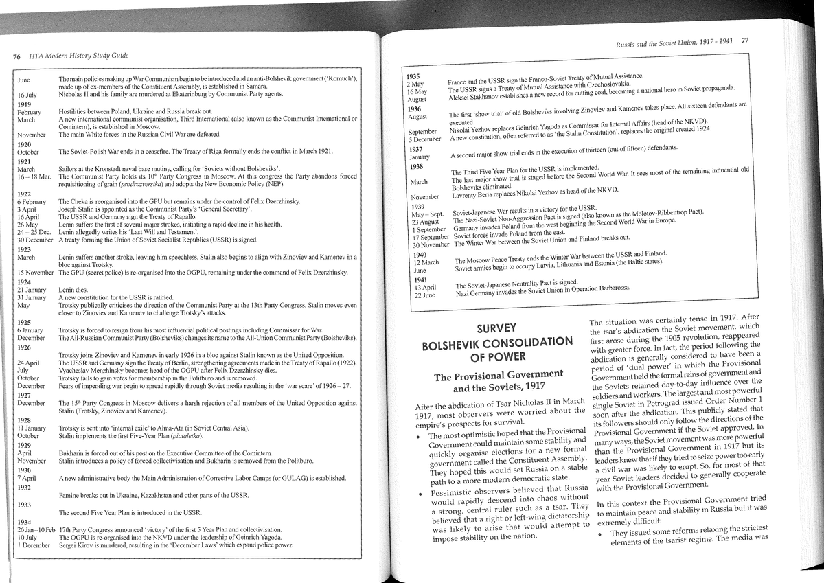Russia and the USSR full revision notes - 76 HTA Modern History Study ...