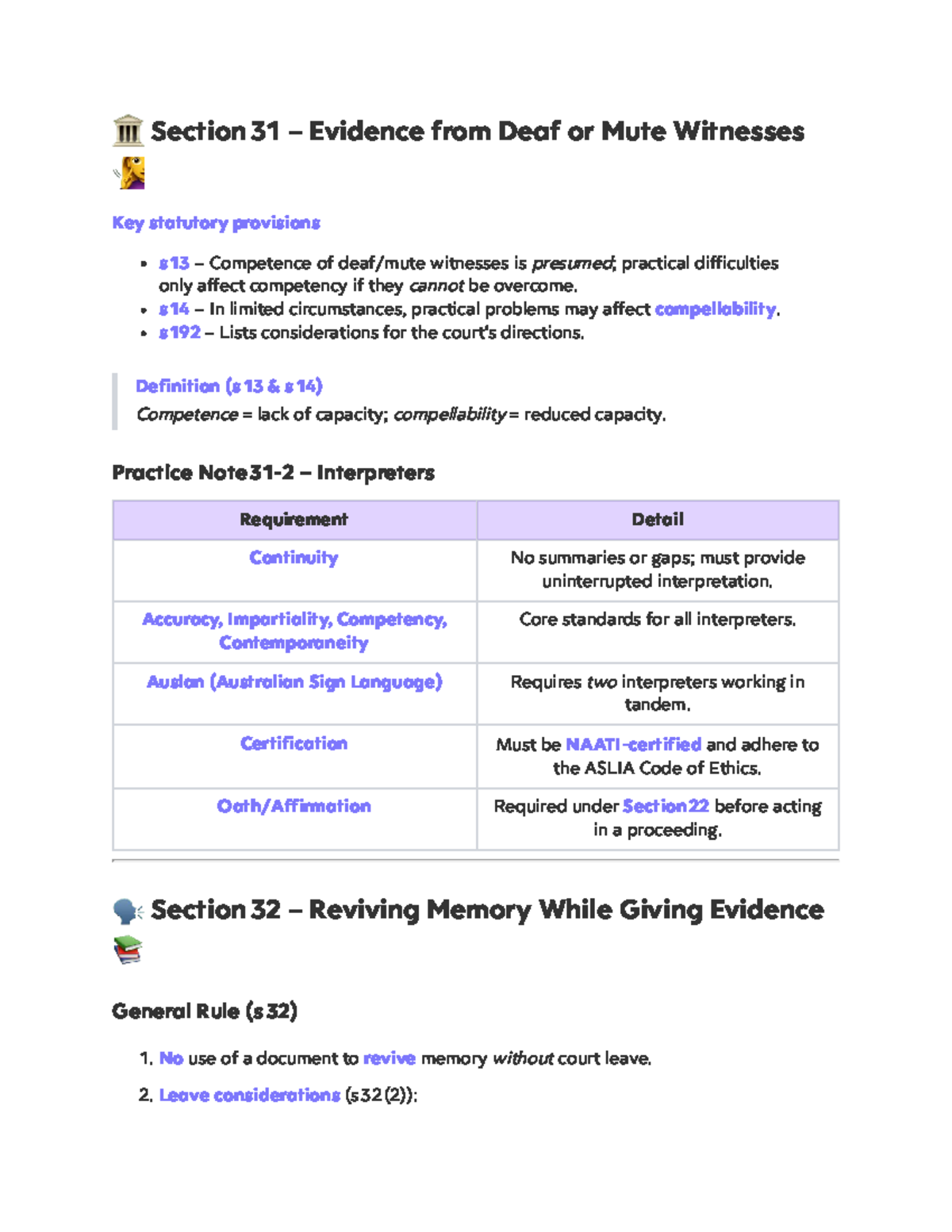 Wk 3 Evidence Law: Reviving Memory & Witness Competence (pp 118-127 ...