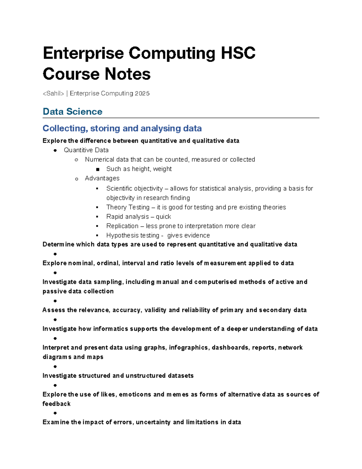 Enterprise Computing HSC 2025: Data Science & Intelligent Systems Notes ...