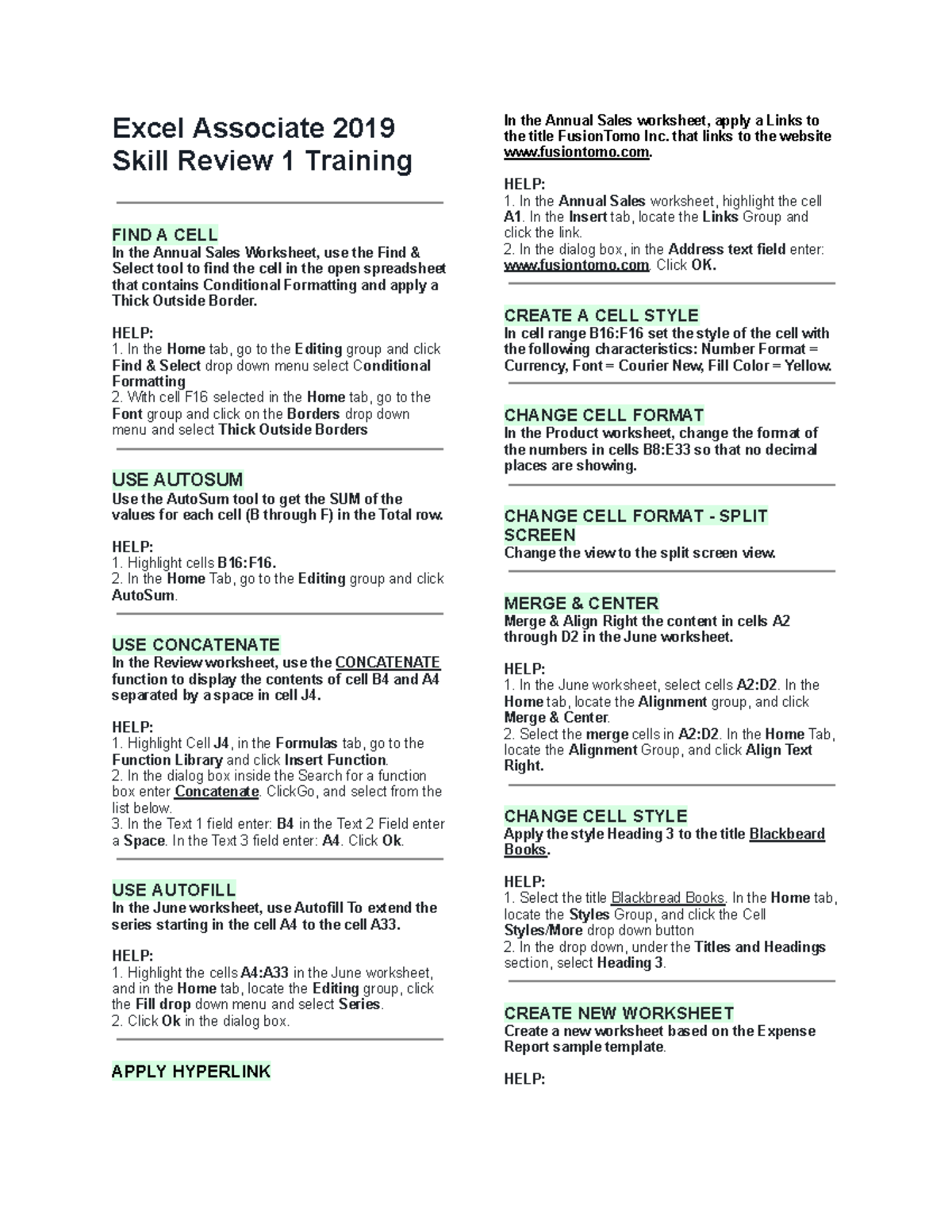 Gmetrix Excel 2019 Skill Review 1: Essential Functions & Tools - Studocu