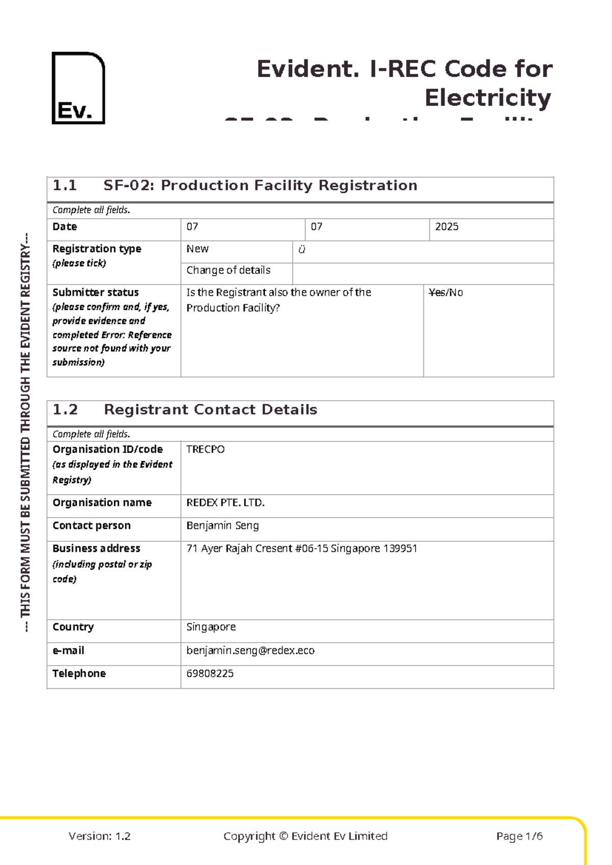 Evident Code for Electricity Production Facility Registration Form ...