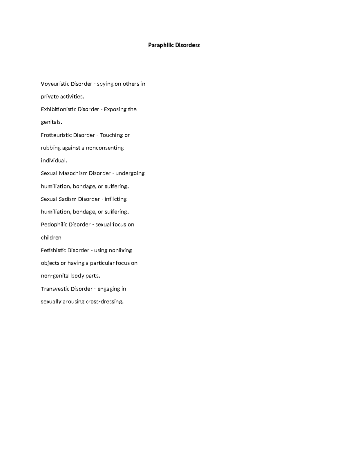 Paraphilic Disorders: A Comprehensive Overview of Types and Development ...