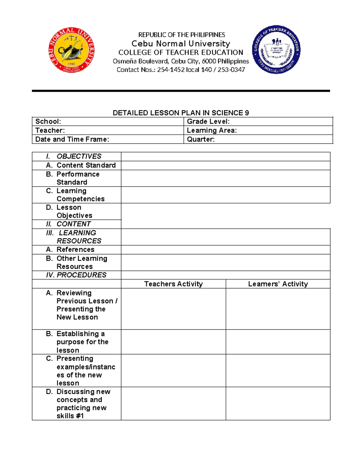 Detailed lesson plan in Science 9 for CTE course - Studocu