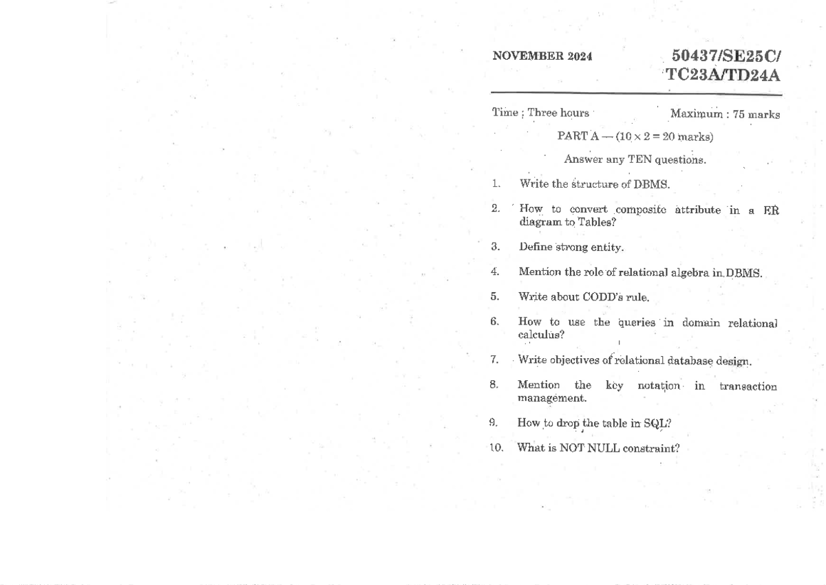 SE25C Relational Database Management System Final Exam NOV 2024 - Studocu