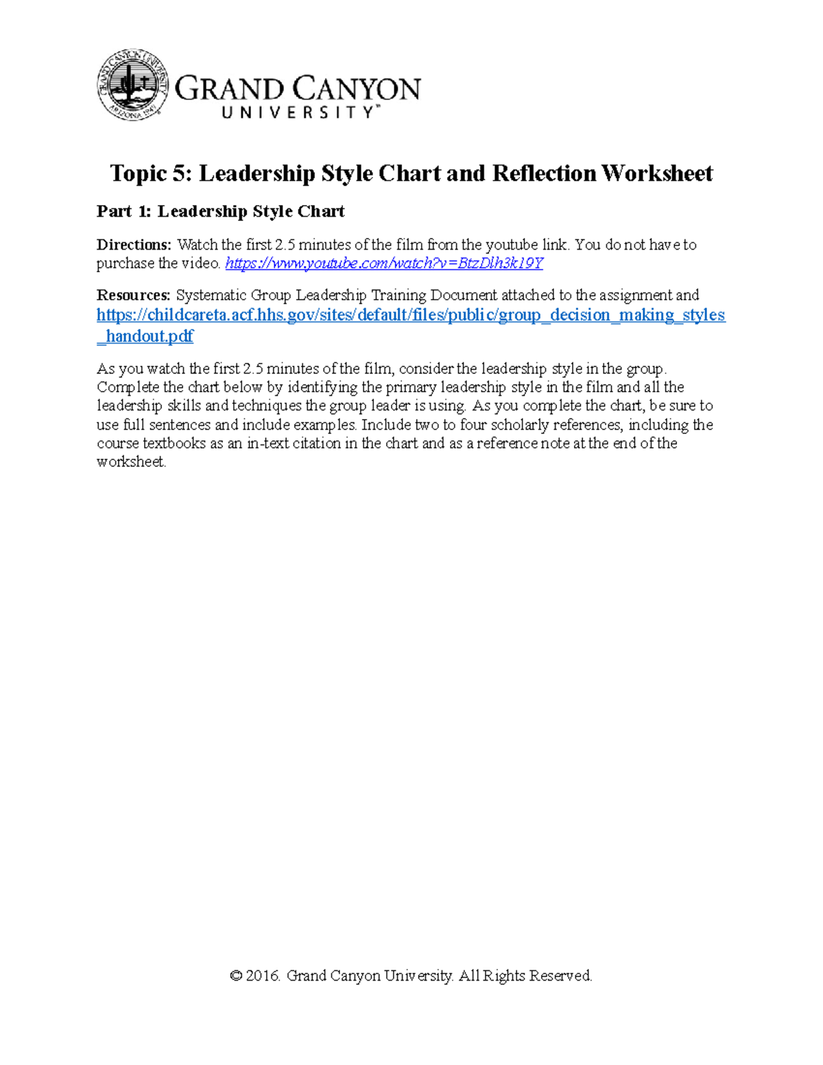 BHS240 Leadership Style Chart & Reflection Worksheet - Studocu