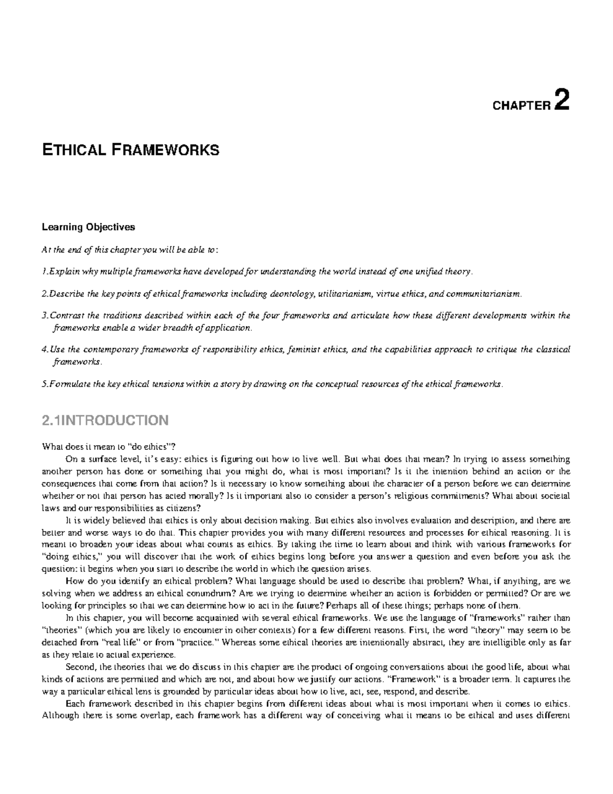 CHAPTER 2 ETHICAL FRAMEWORKS: Understanding Key Concepts and Applications - Studocu