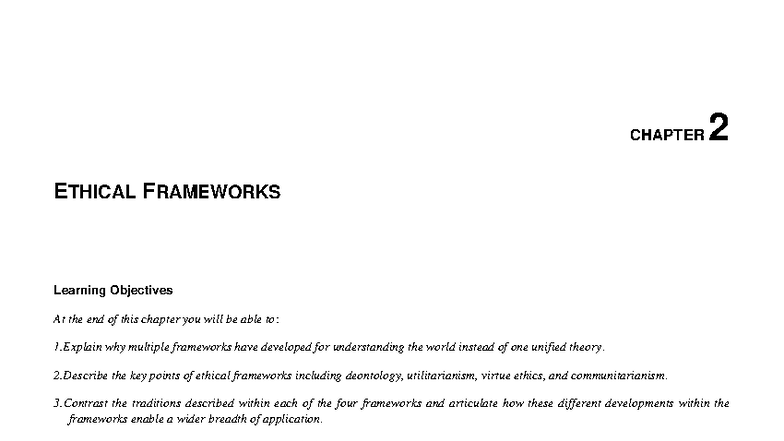 CHAPTER 2 ETHICAL FRAMEWORKS: Understanding Key Concepts and ...