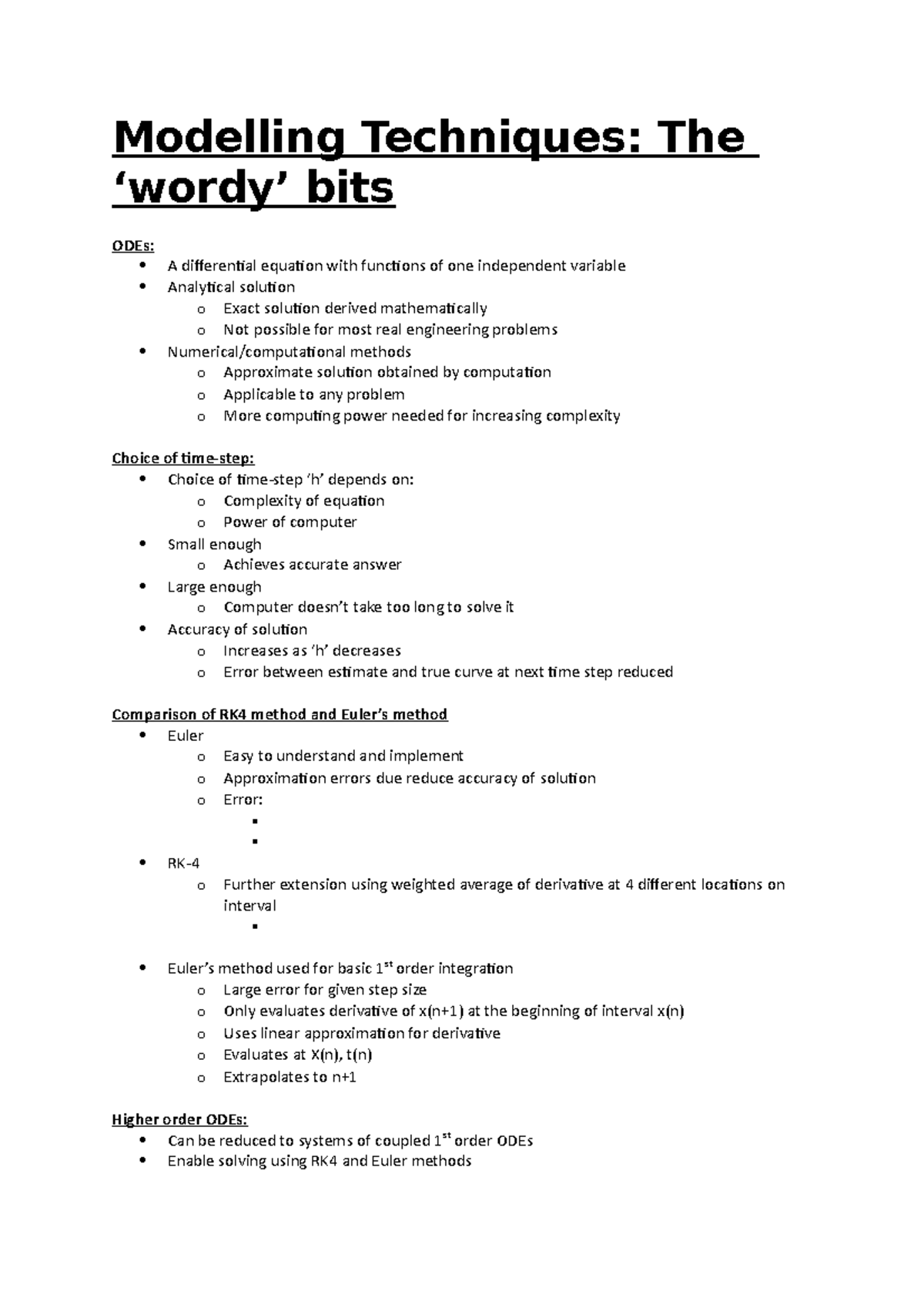 Modelling Techniques Notes for Engineering (Course Code: ENG 101) - Studocu