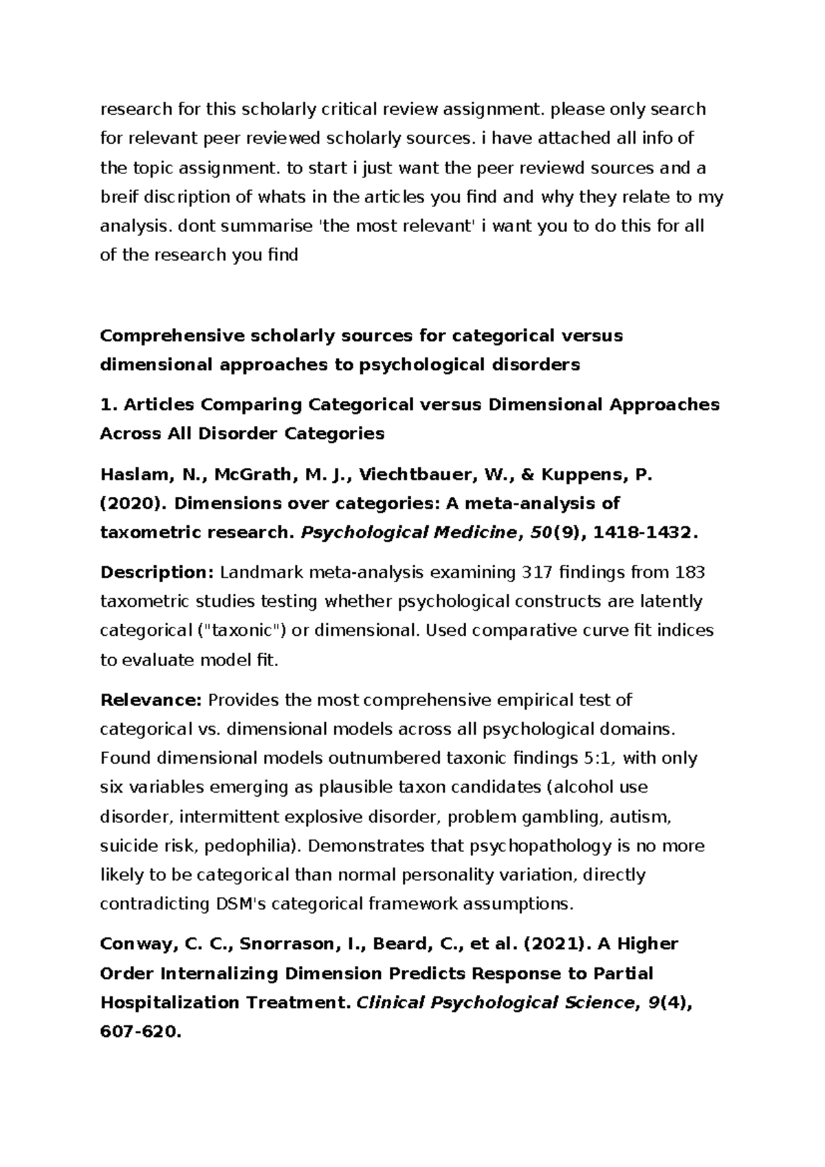 Comprehensive Review of Categorical vs. Dimensional Approaches in ...