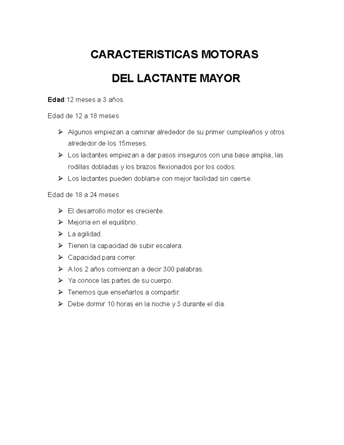 Equipo 6 - Características del Lactante Mayor y Desarrollo Motor - Studocu