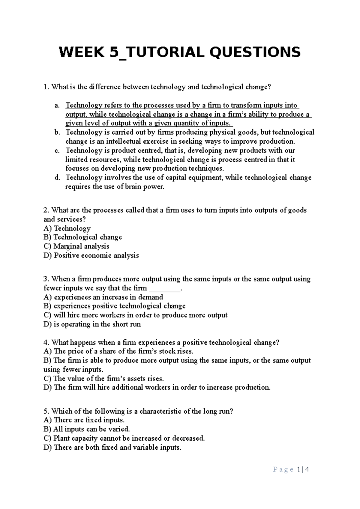 Week 5 Tutorial Questions-1 - WEEK 5_TUTORIAL QUESTIONS 1. What is the ...