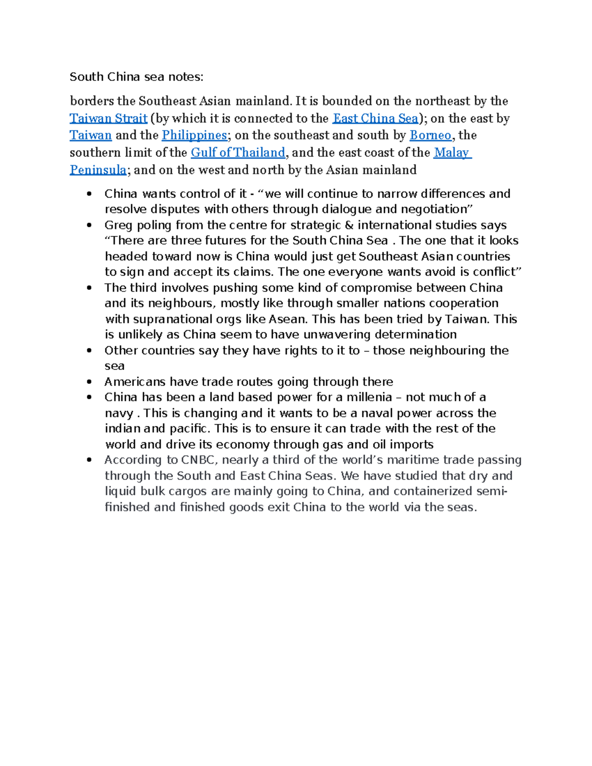 South China Sea: Geopolitical Insights and Disputes Analysis - Studocu