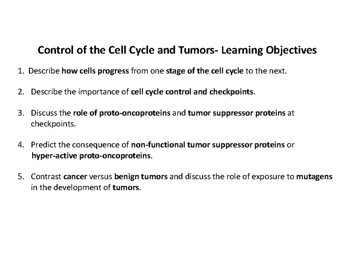 Cell Cycle Control and Tumors: Mechanisms and Mutations Overview ...
