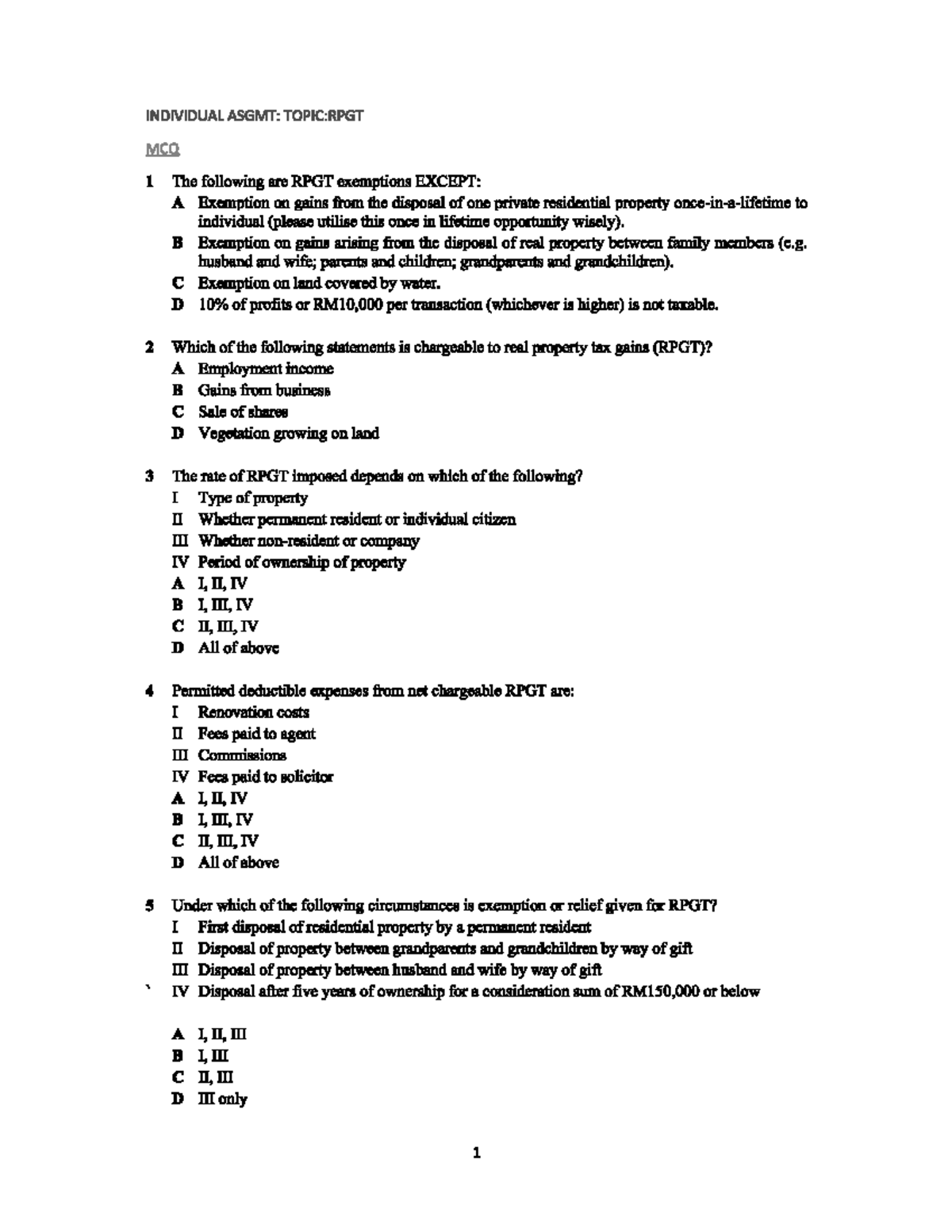 RPGT MCQ Homework - Key Concepts and Scenarios Explained - Studocu