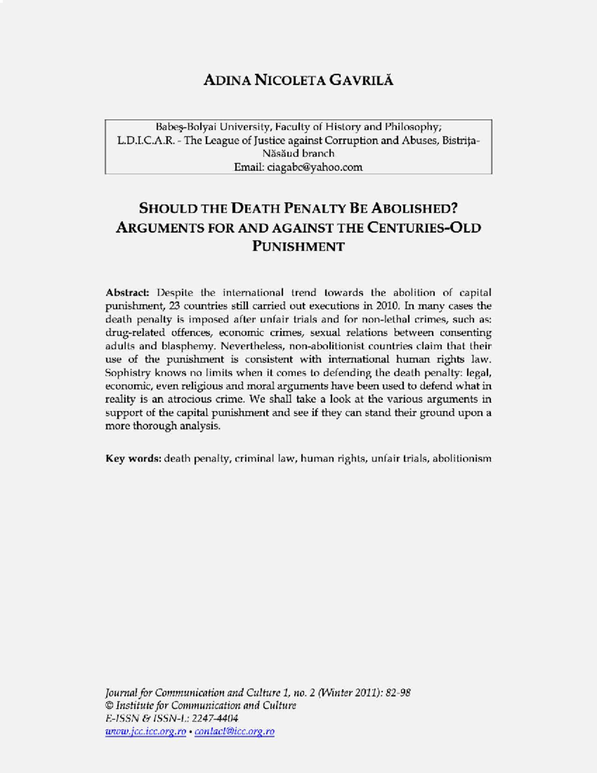 Debate on the Death Penalty: Arguments For and Against (L.D.I.C.A.R ...