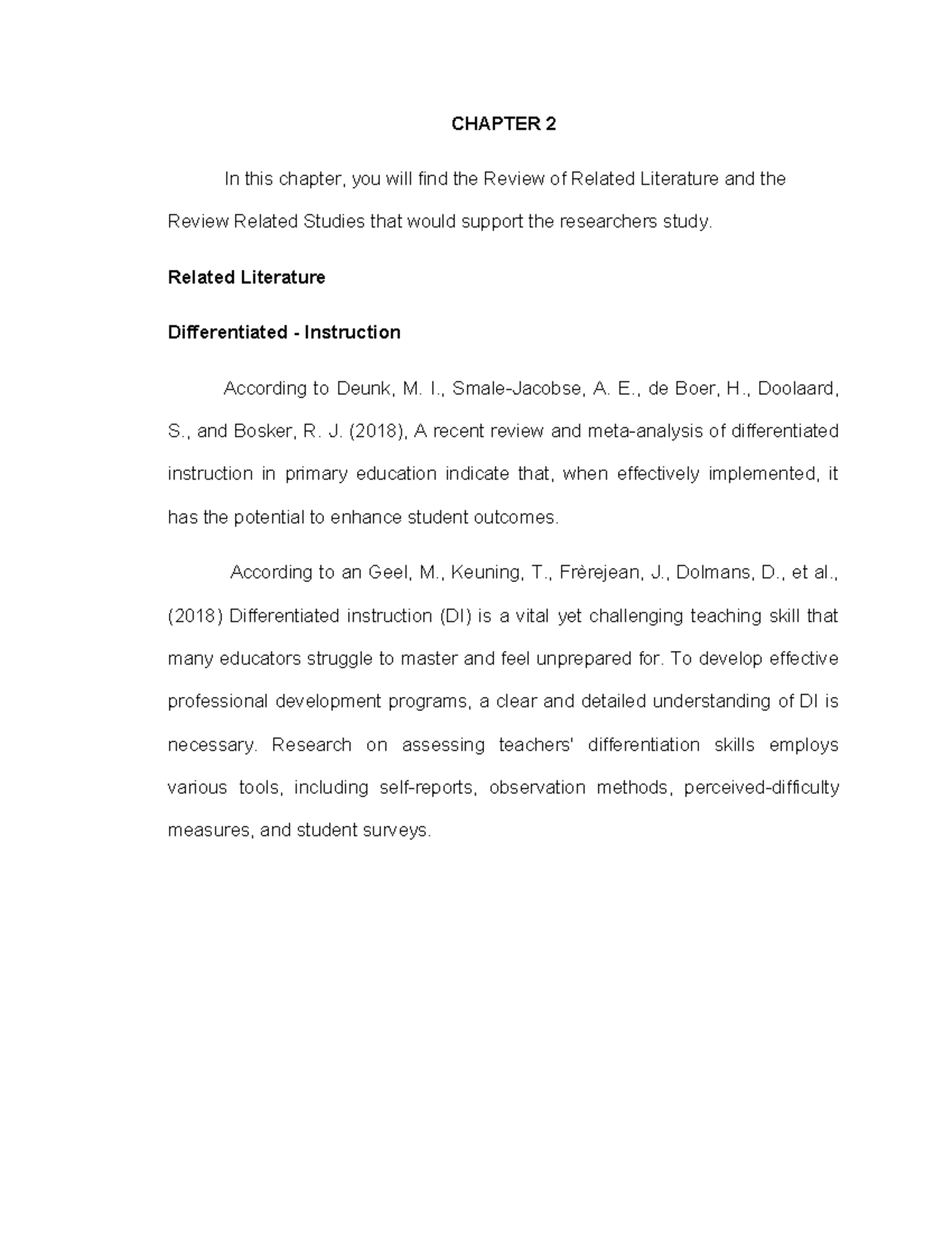 CHAPTER 2: Review of Literature on Differentiated Instruction and ...