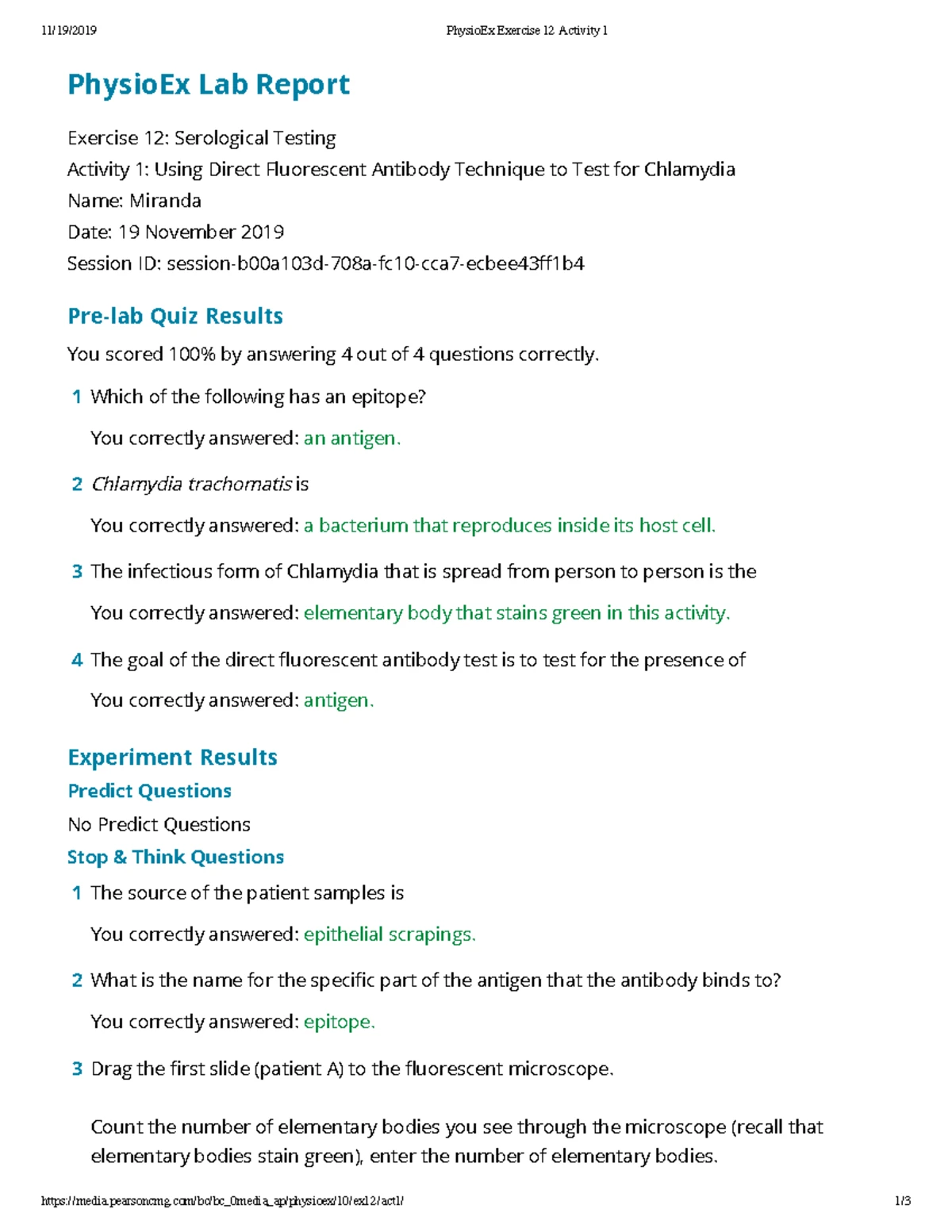 PhysioEx Exercise 9 Activity 3 - PhysioEx Lab Report Exercise 9: Renal ...
