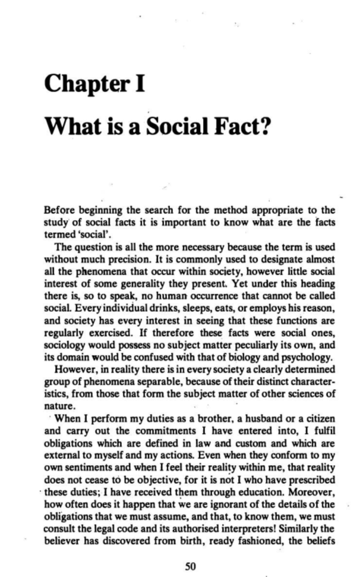 Chapter I: Understanding Social Facts in Sociology - Studocu