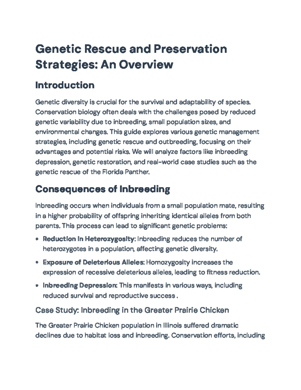 Genetic Rescue and Conservation Strategies: Overview & Case Studies ...