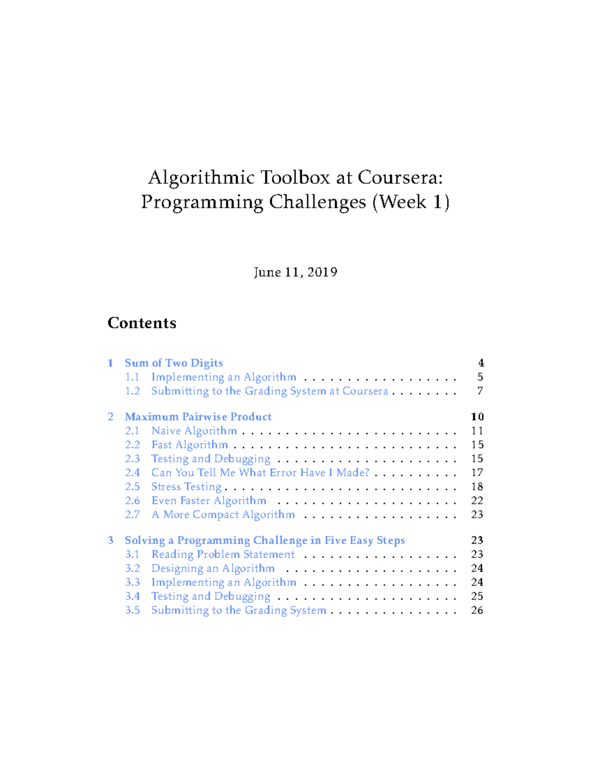 Algorithmic Toolbox: Programming Challenges (Week 1) Solutions - Studocu
