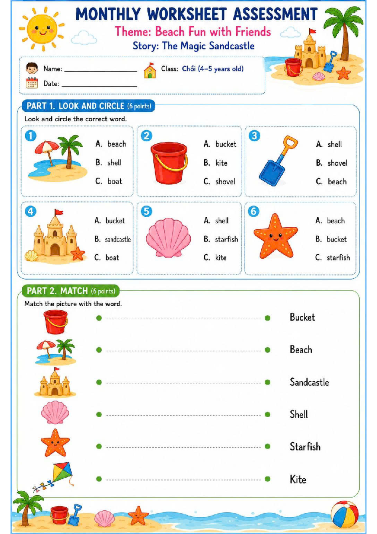 MONTHLY WORKSHEET ASSESSMENT: Beach Fun with Friends - Studocu