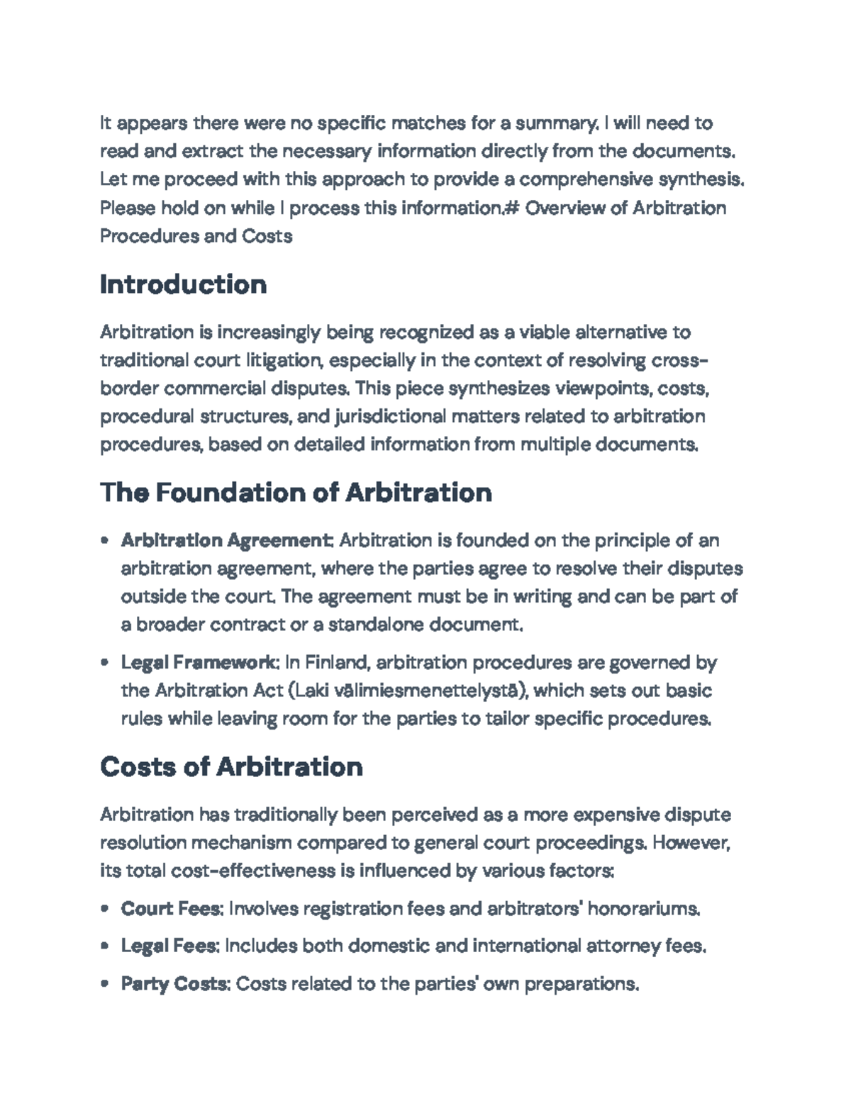 Overview of Arbitration Procedures and Costs: Key Insights and Analysis ...