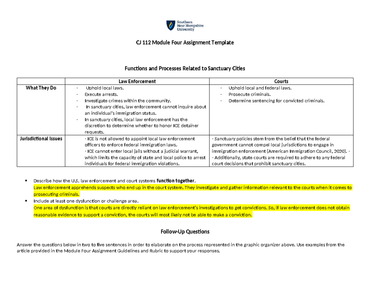 CJ 112 Module Four Assignment Template - CJ 112 Module Four Assignment ...