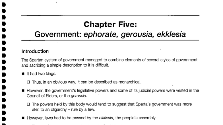 Chapter 5: Spartan Government - Ephorate, Gerousia, Ekklesia Insights ...