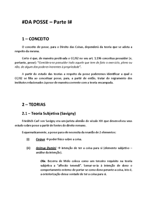 Posse direito reais - Posse Noção de Posse Posse Direito Real de Gozo ...