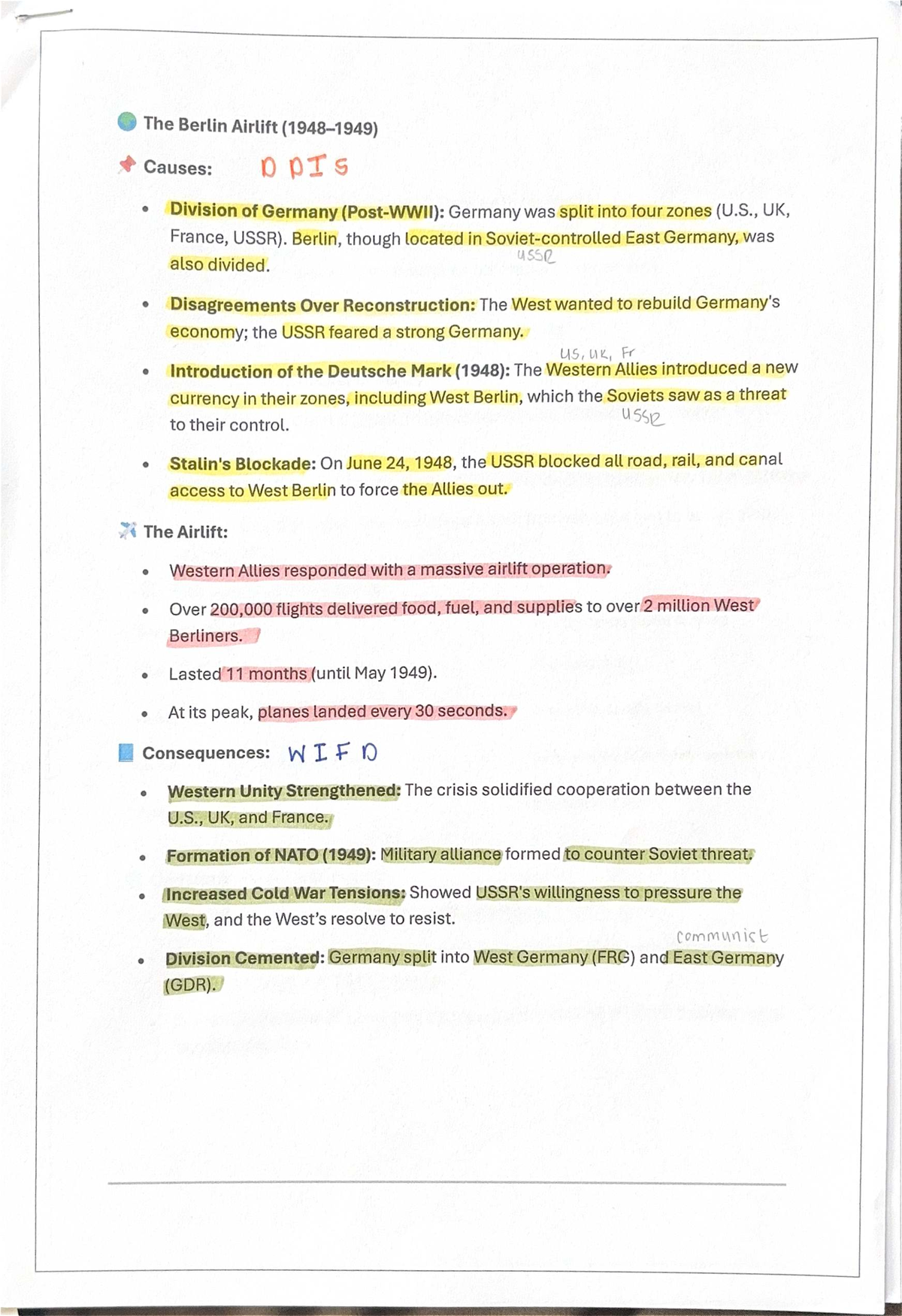 The Berlin Airlift Causes and Consequences: DPIS Study Guide - Studocu