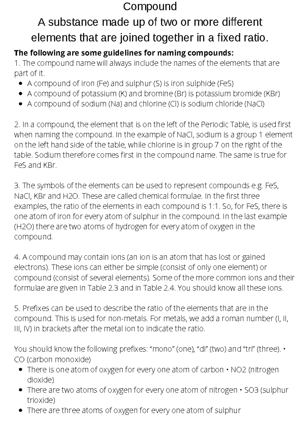 Grade 9 Natural Sciences - Chemistry: Understanding Compounds and ...