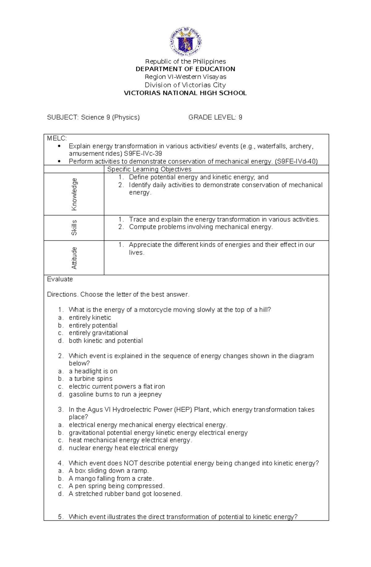 Science 9 (Physics) Lesson: Conservation of Momentum Concepts and Problems - Studocu