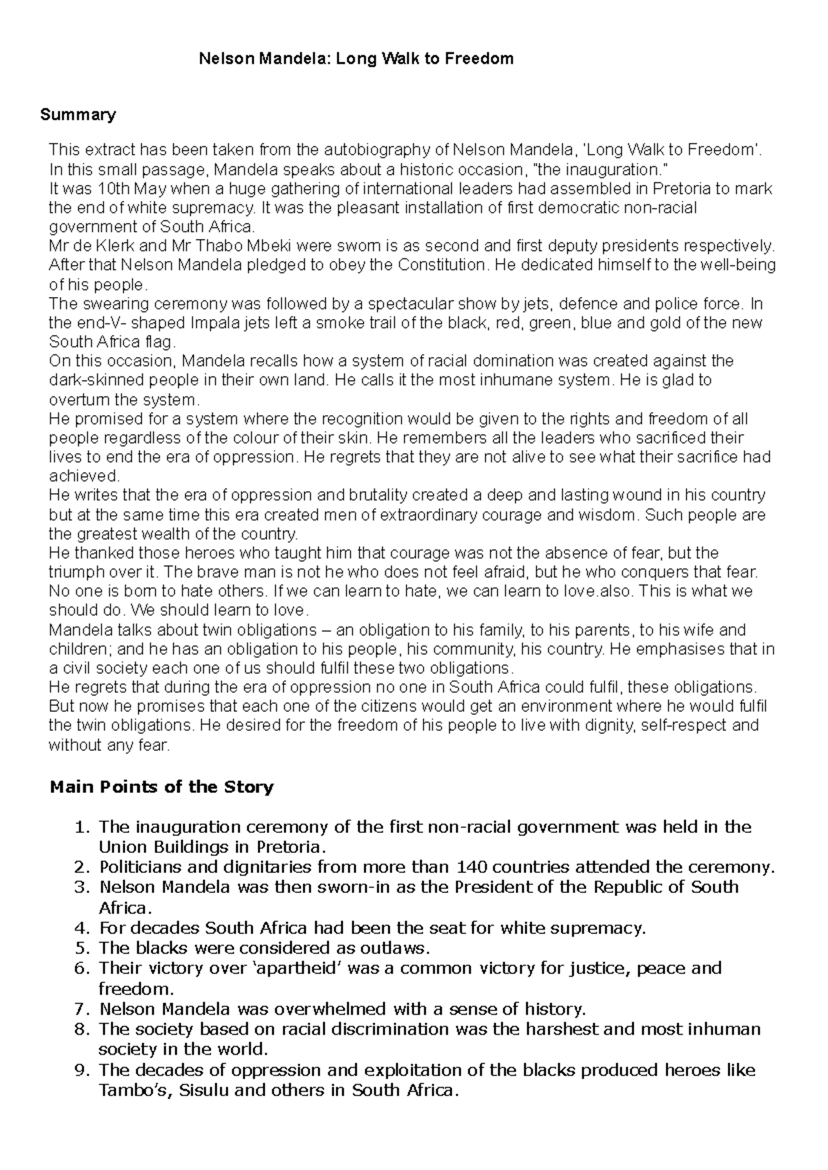 Nelson Mandela notes - It is useful - Nelson Mandela: Long Walk to ...