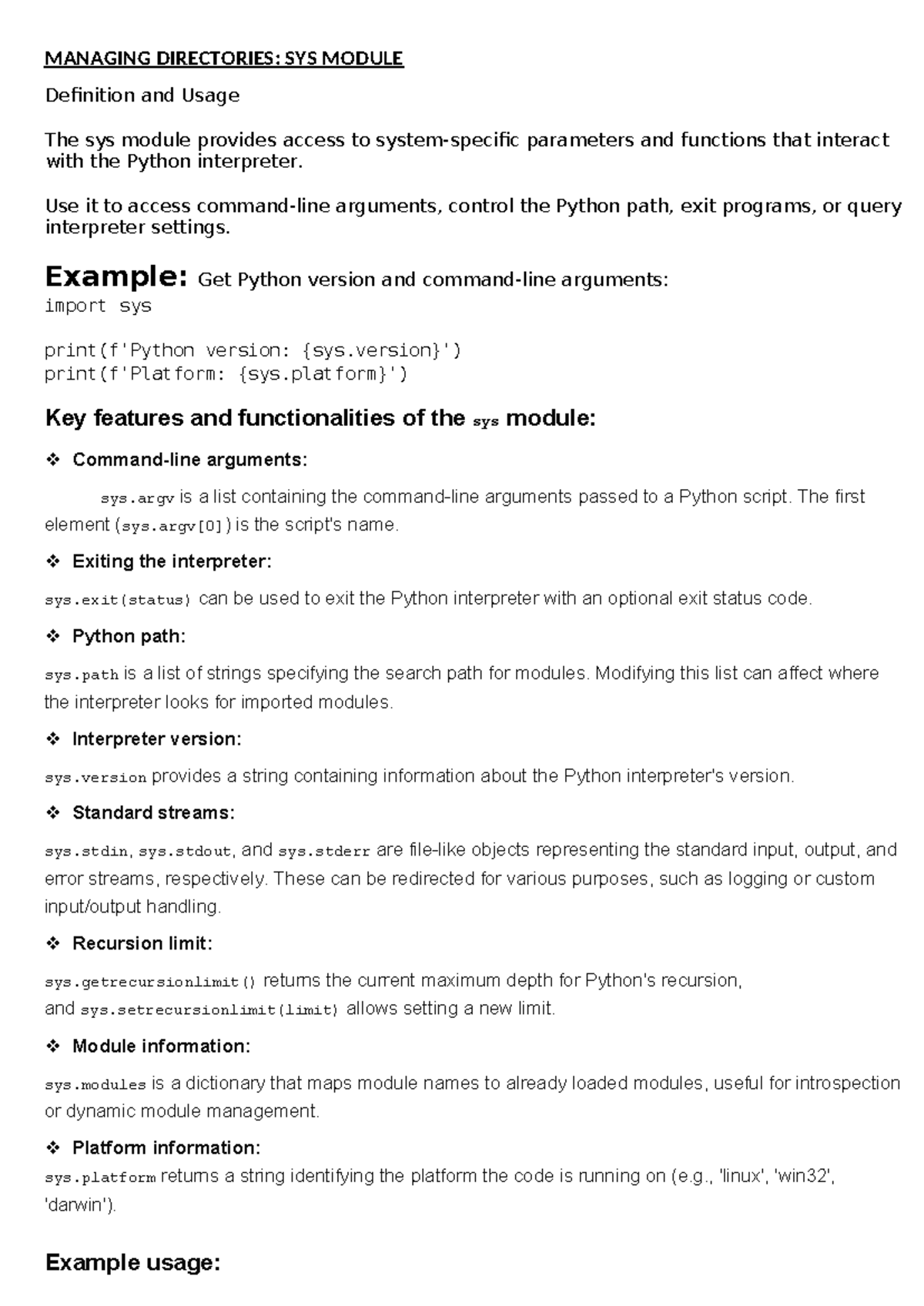 Python Notes: Managing Directories & File Handling Techniques - Studocu