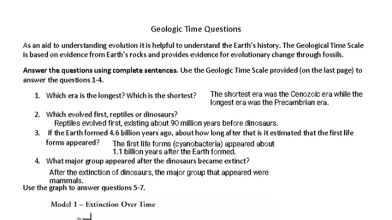 Geologic Time Questions for Evolution Understanding - BIO 101 - Studocu