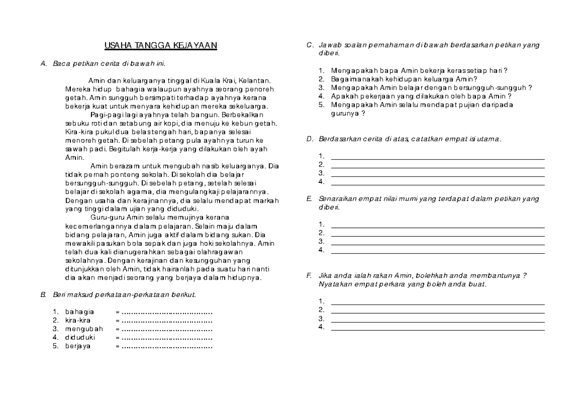 Soalan Pemahaman: Analisis Cerita dan Biografi Pak Sako - Studocu