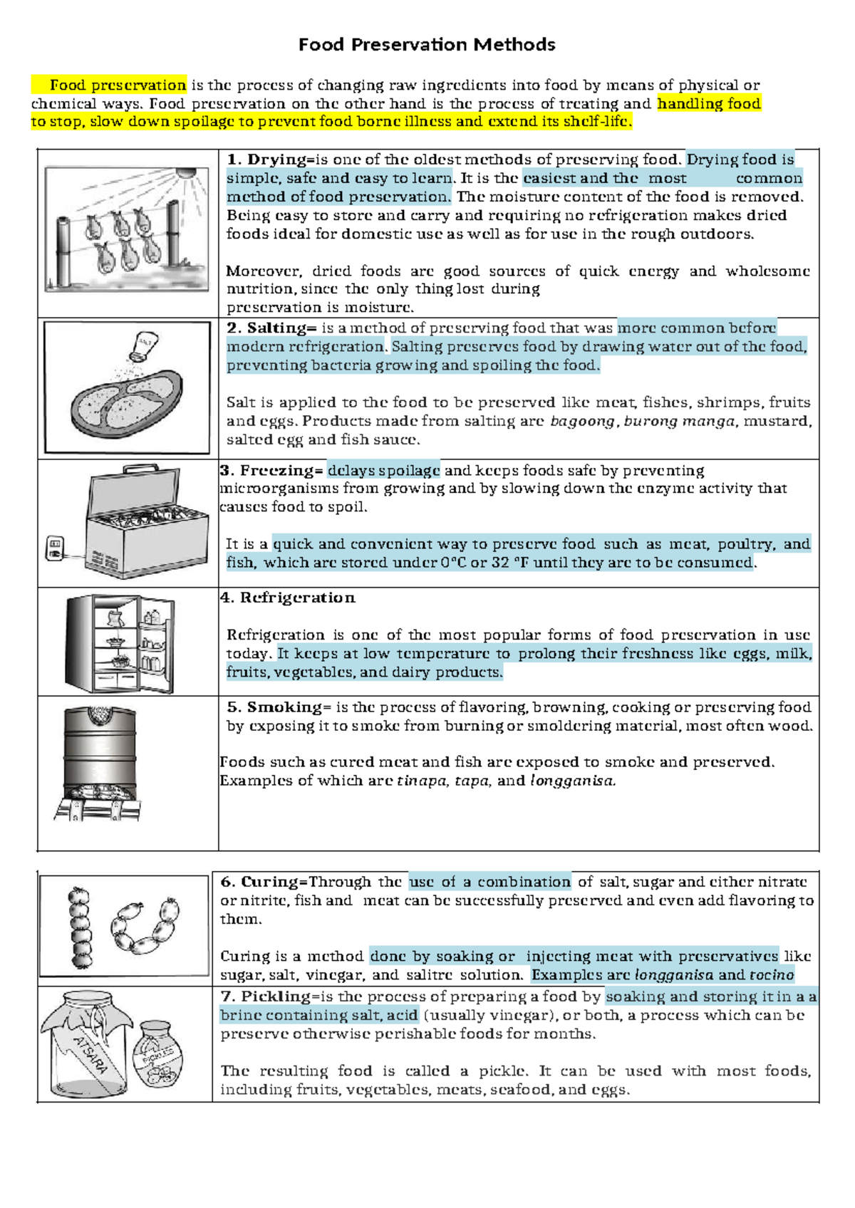Activity 6: Food Preservation Methods (W6) - Studocu