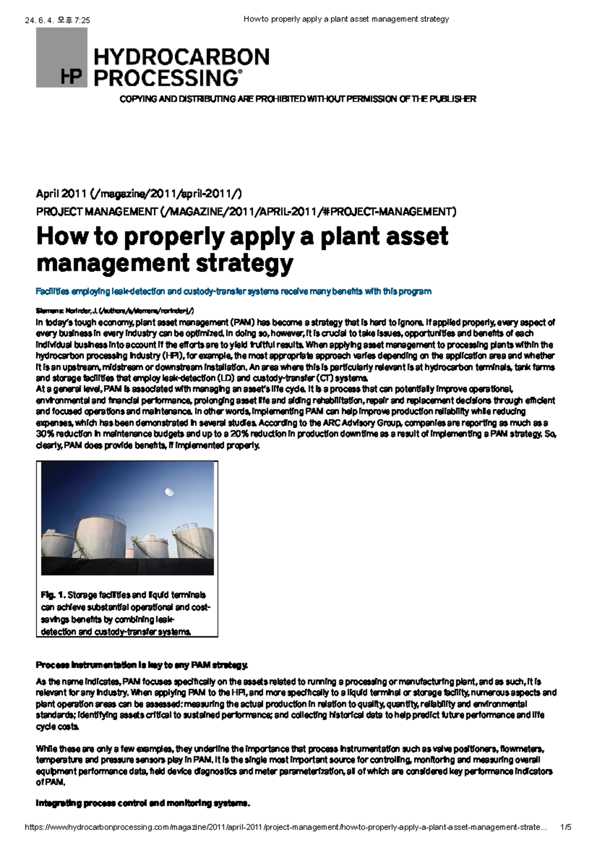 How to properly apply a plant asset management strategy - April 2011 ...