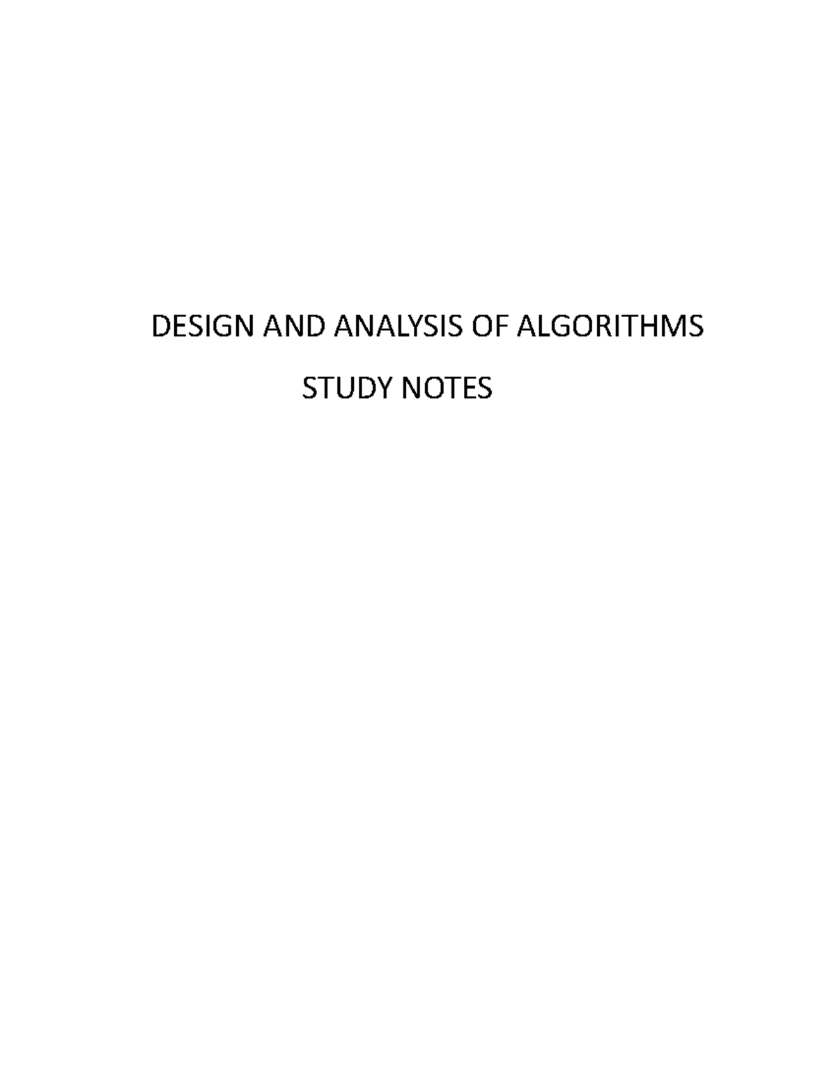 DAA 101: Study Notes on Design and Analysis of Algorithms - Studocu