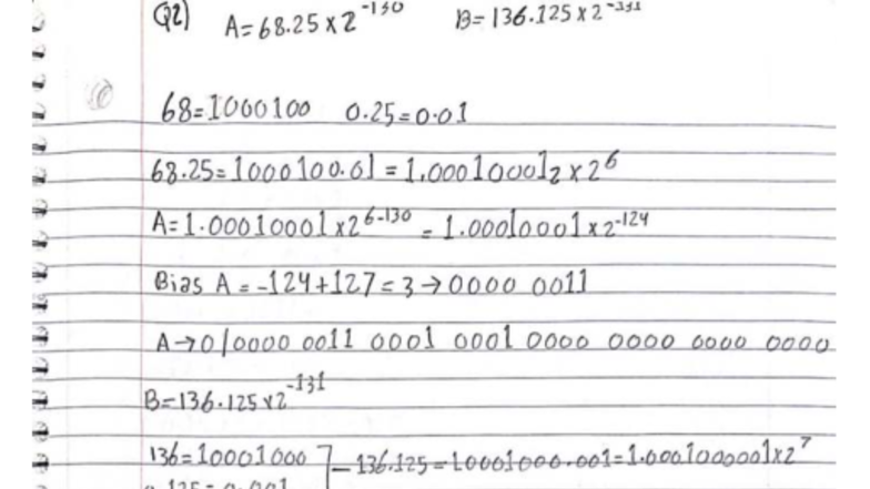 Binary number - different method of answring - COEN 231 - Q2) X 26 Bias 0011 A 0011 Bias 0011 B ...
