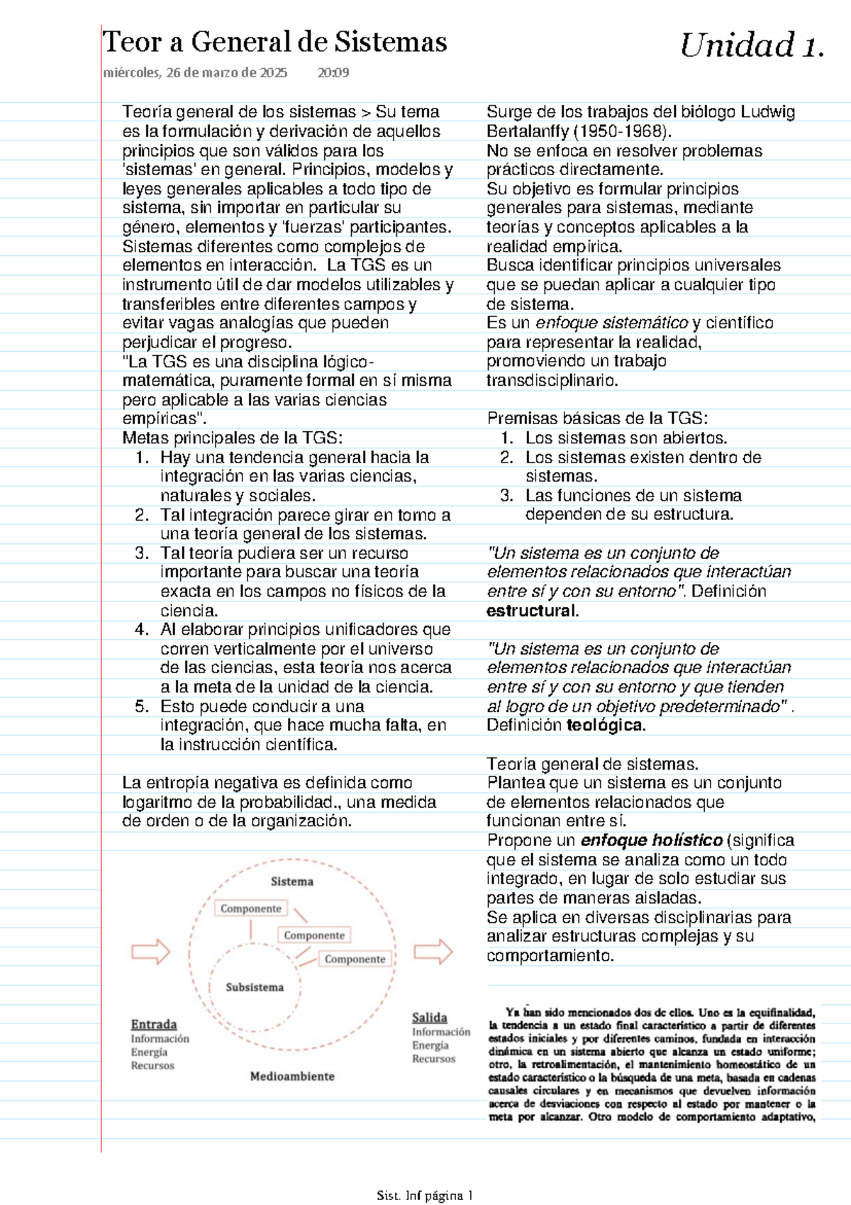 Resumen de Teoría General de Sistemas - TGS 2025: Principios y Modelos - Studocu
