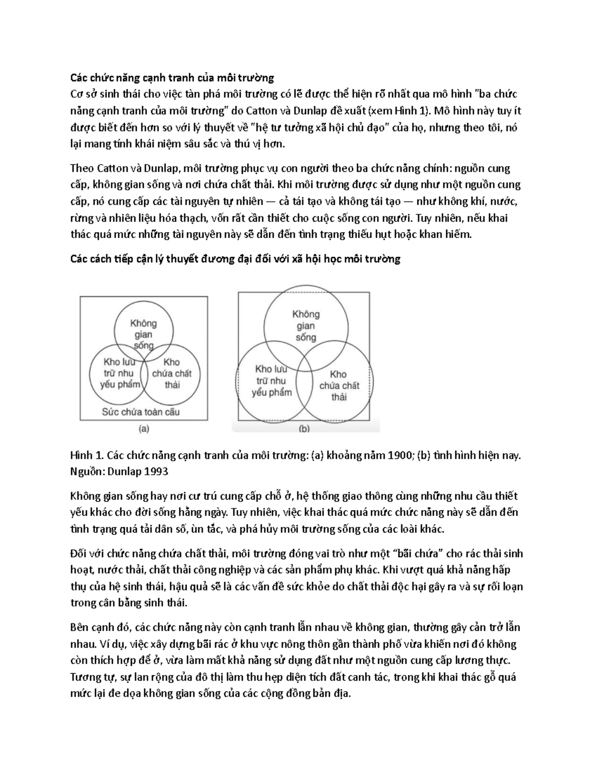 Chức năng cạnh tranh của môi trường trong xã hội học môi trường - Studocu