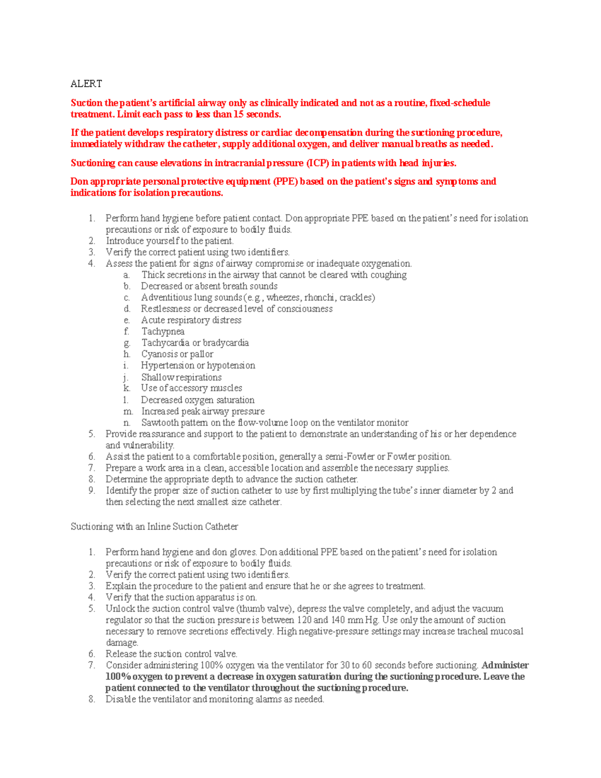 ET+Suctioning Quick Reference Guide for Clinical Practice - Studocu